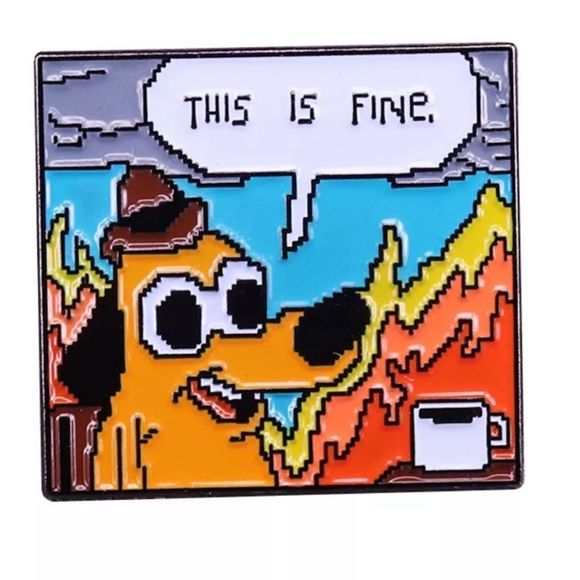 Jewelry | This Is Fine Meme Comic Strip Enamel Pin | Poshmark